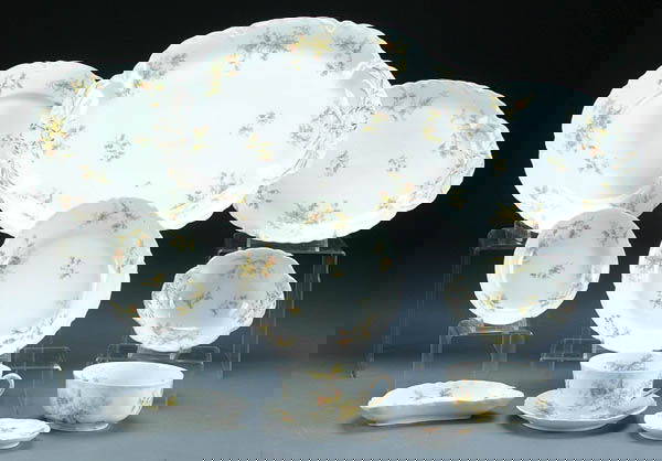 78 Pieces Of Haviland China Pattern 41 (thistle)