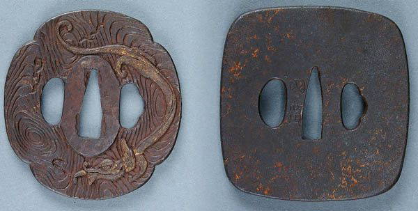 Tsuba, A Pair Of Old Iron Tsuba, One With Relief