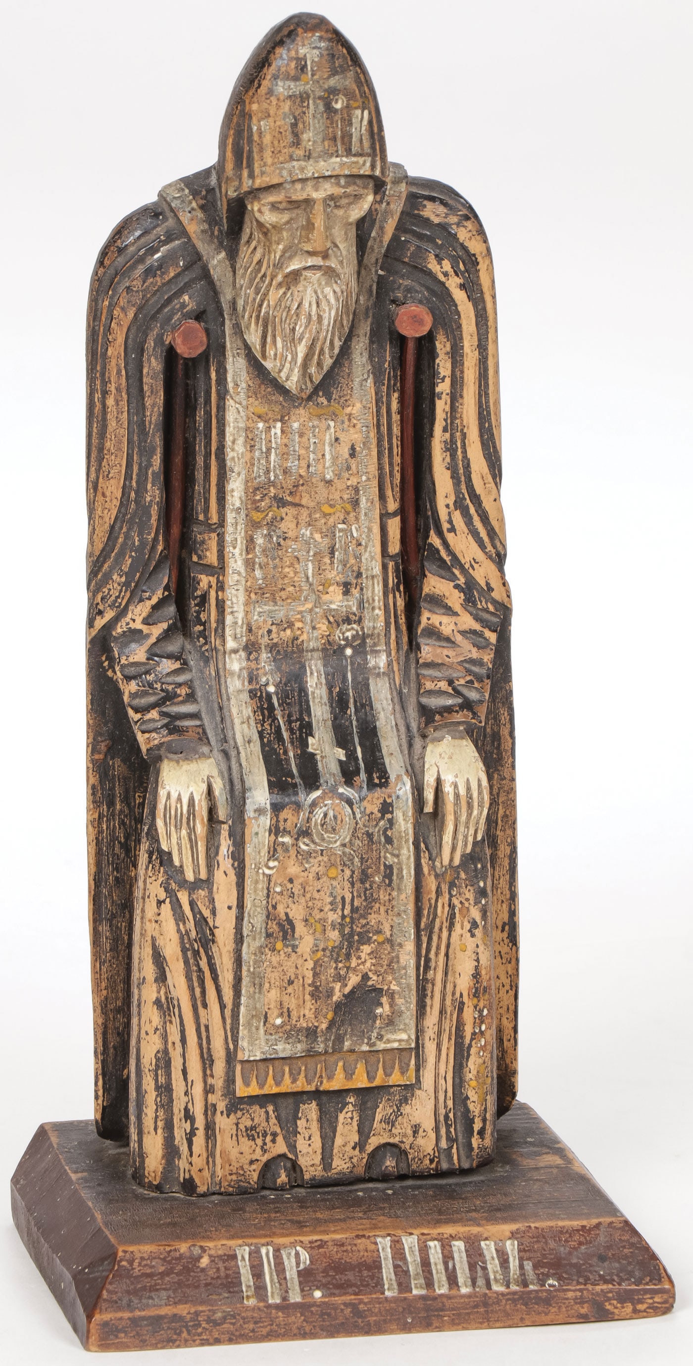 Carved Russian Icon Of St. Nil Auction