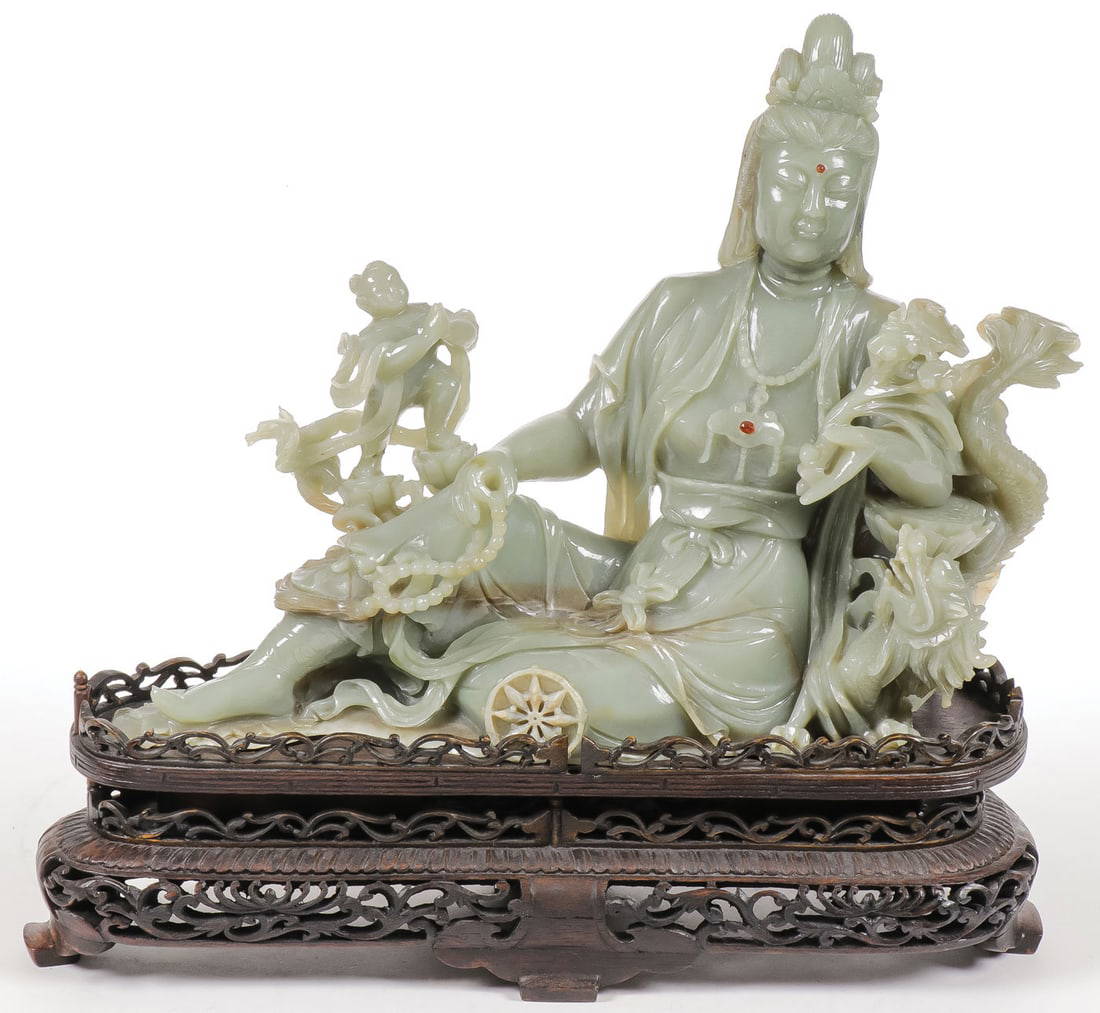 A Large And Impressive Chinese Carved Jade Figure Auction