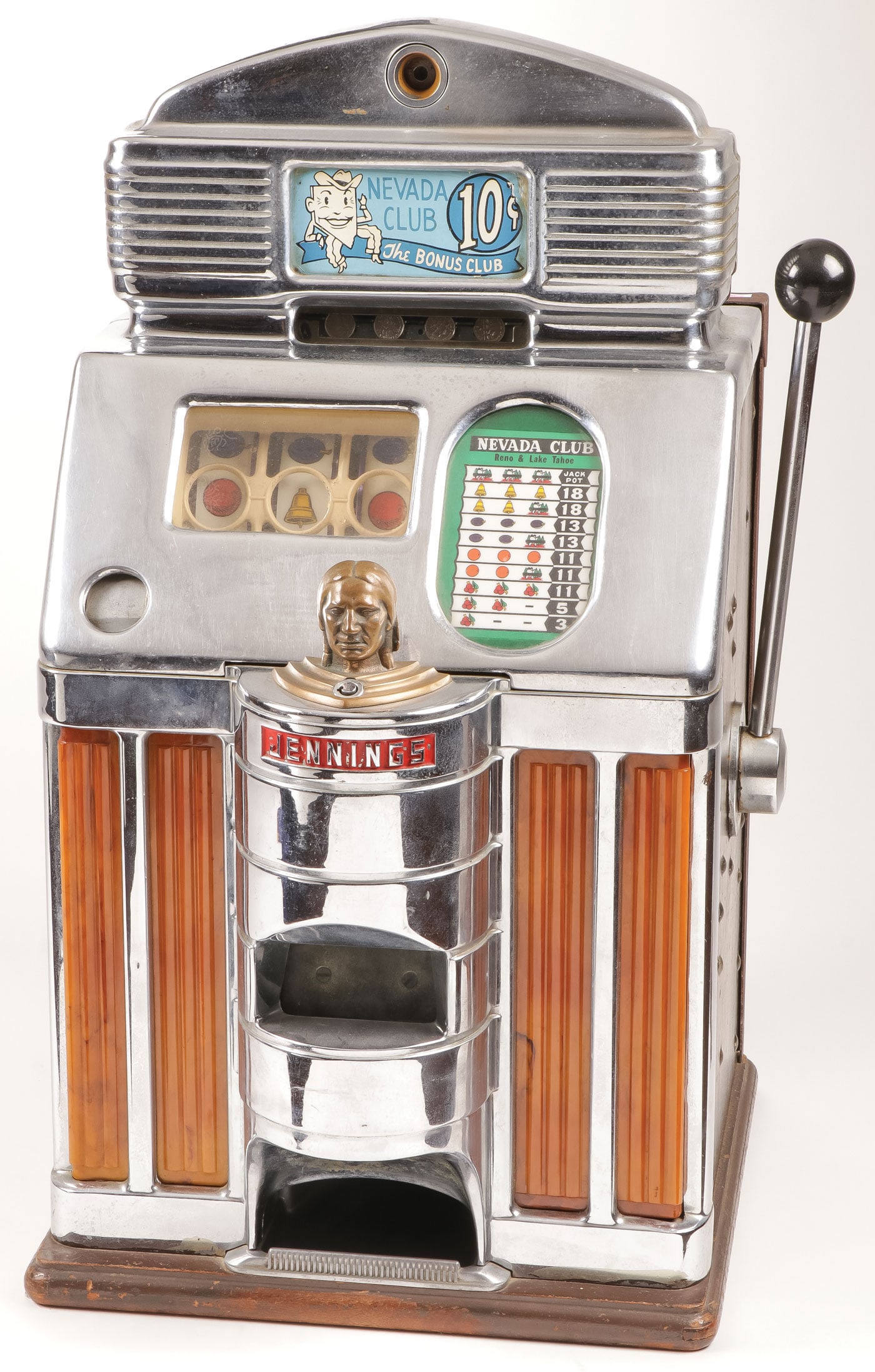 Jennings 10 Cent Nevada Club Chief Slot Machine Auction