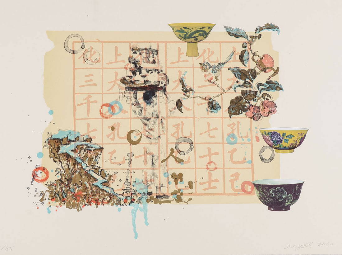Hung Liu Signed Lithograph & Collage Auction