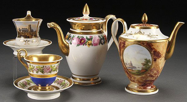 TWO FINE FRENCH OLD PARIS PORCELAIN TEAPOTS