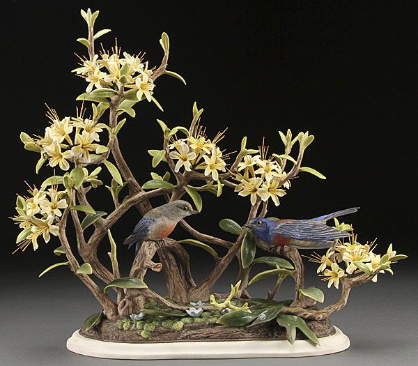 BOEHM PORCELAIN WESTERN BLUE BIRDS GROUP