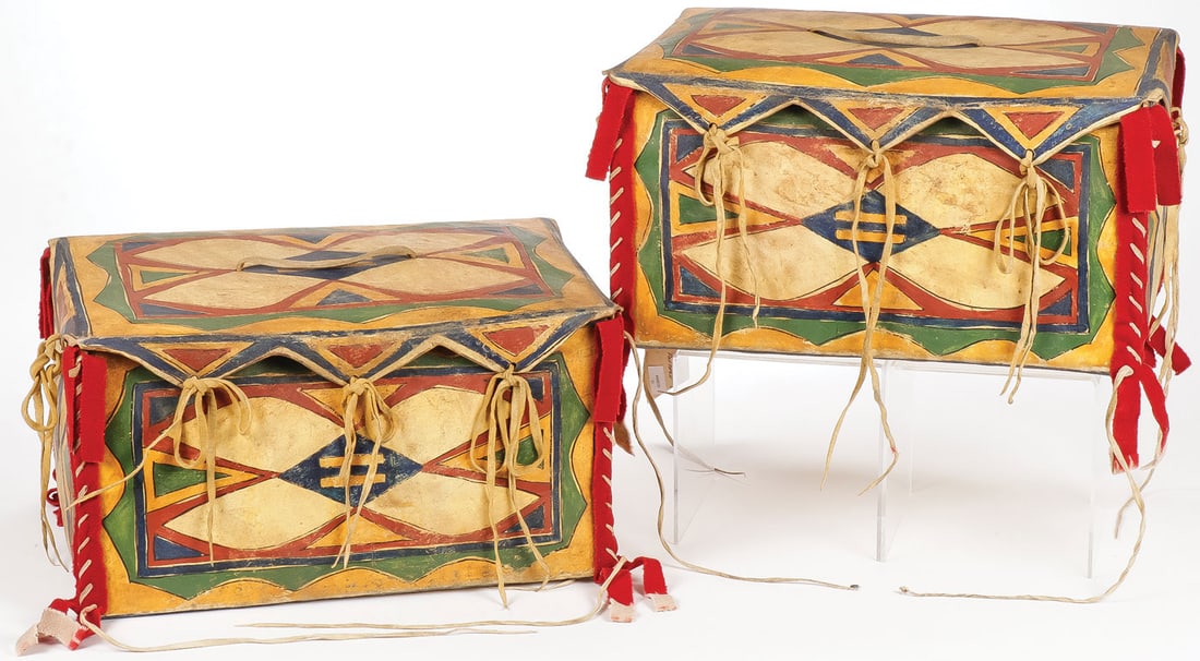 Pair Of Sioux Style Parfleche Boxes Auction