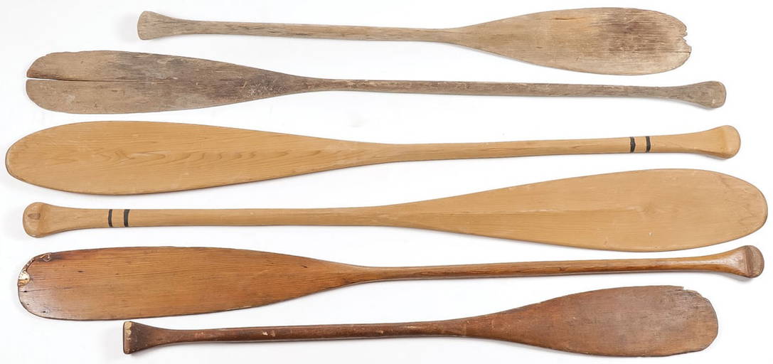 6 Hand Carved Wood Paddles