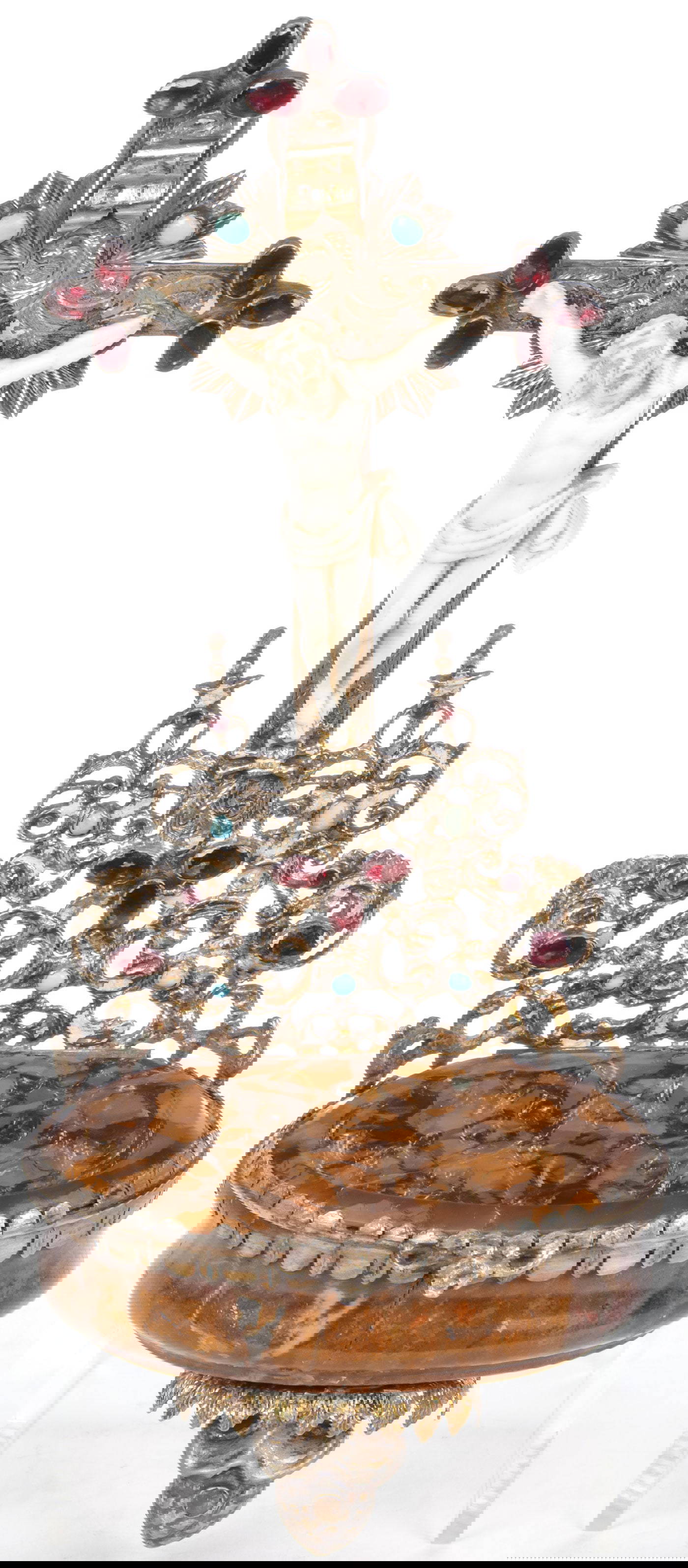 Viennese Silver, Agate & Gemstone Font, 19th C Auction