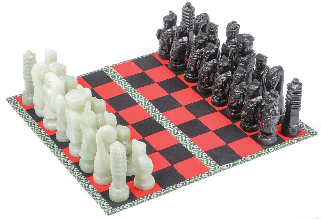 A Chinese Carved Jade Chess Set Auction