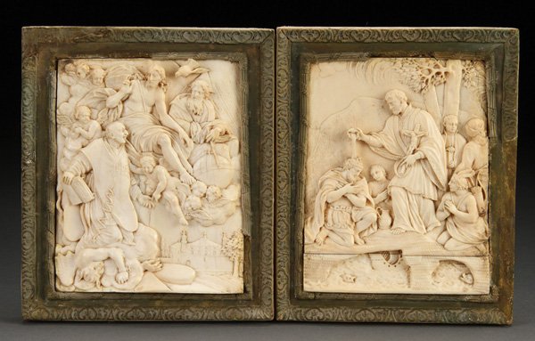 743: EXCEPTIONAL CARVED IVORY PLAQUES OF SAINTS