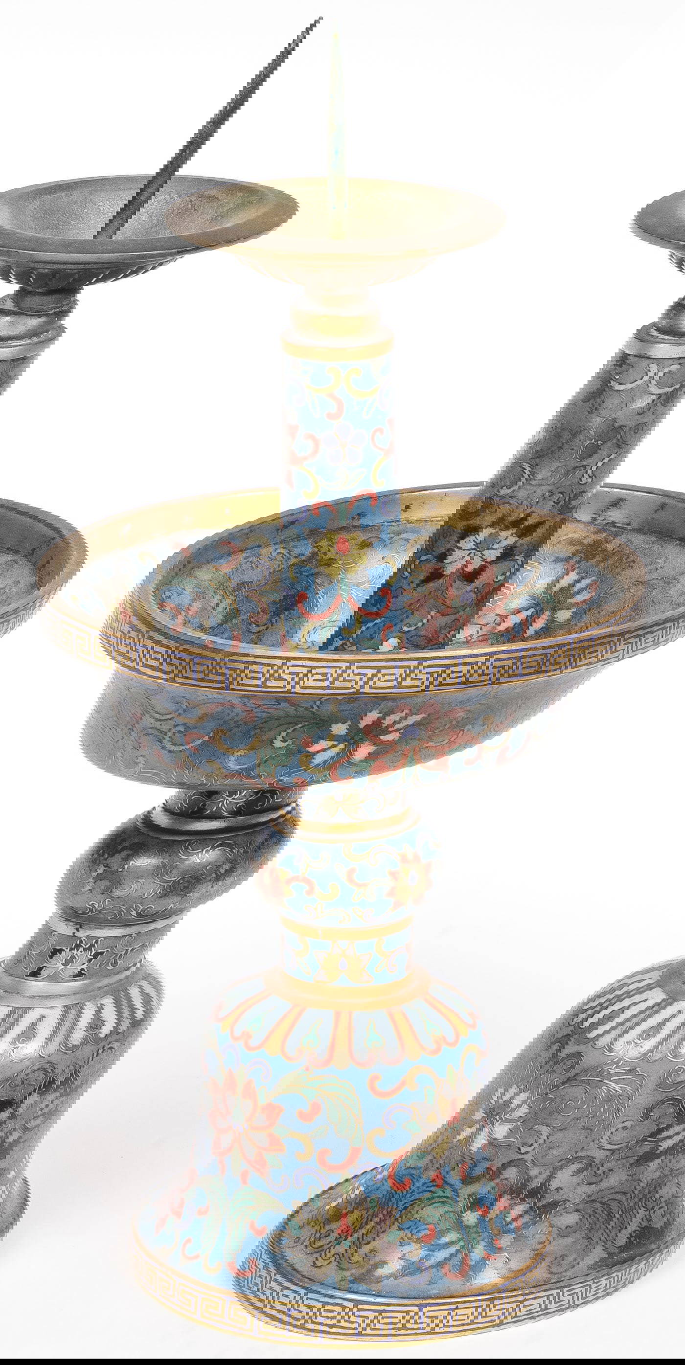 Chinese Cloisonne Enamel Pricket Candle Stand Auction