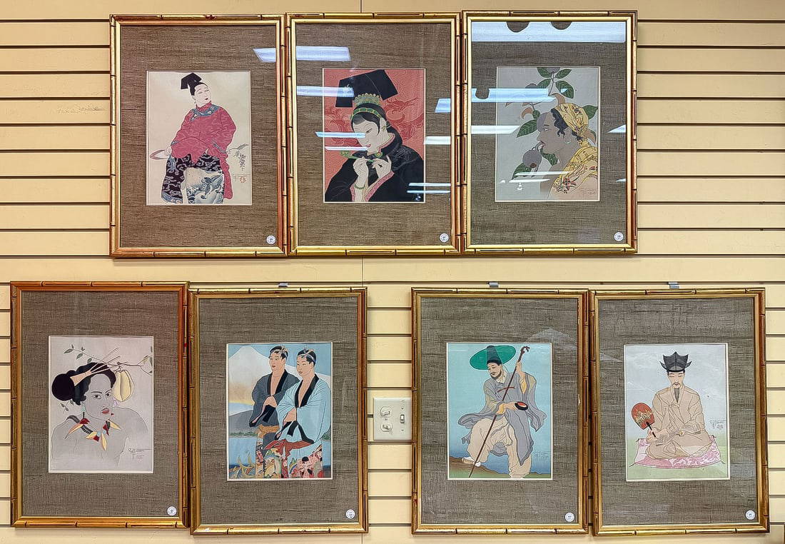 Seven Paul Jacoulet Woodblock Prints Auction