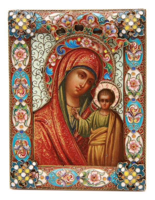Fine Russian Icon with enamel riza by Fedor Ruckert