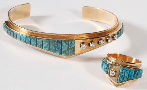 TIM BEDAH NAVAJO 14K GOLD TURQUOISE & DIAMOND SET - Jun 04, 2014 ...