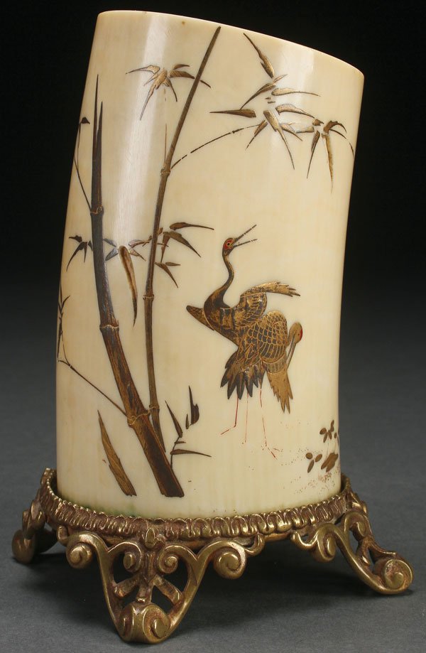 A JAPANESE SHIBAYAMA IVORY BRUSH POT