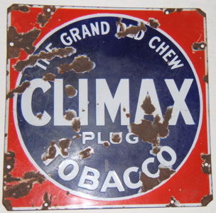 114: Antique Climax Plug Chew Tobacco Sign