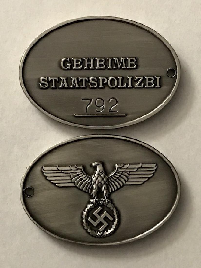 Zi German Secret State Police Gestapo Badge