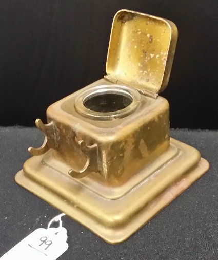 Vintage Brass Inkwell w/ original Glass Insert