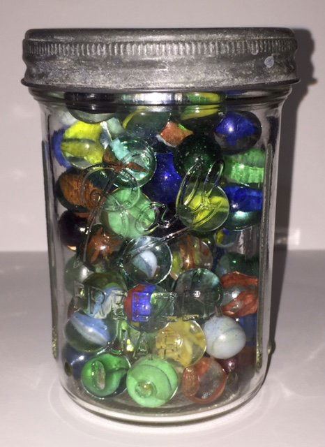 Vintage Mason Ball Jar Full Of Old Marbles