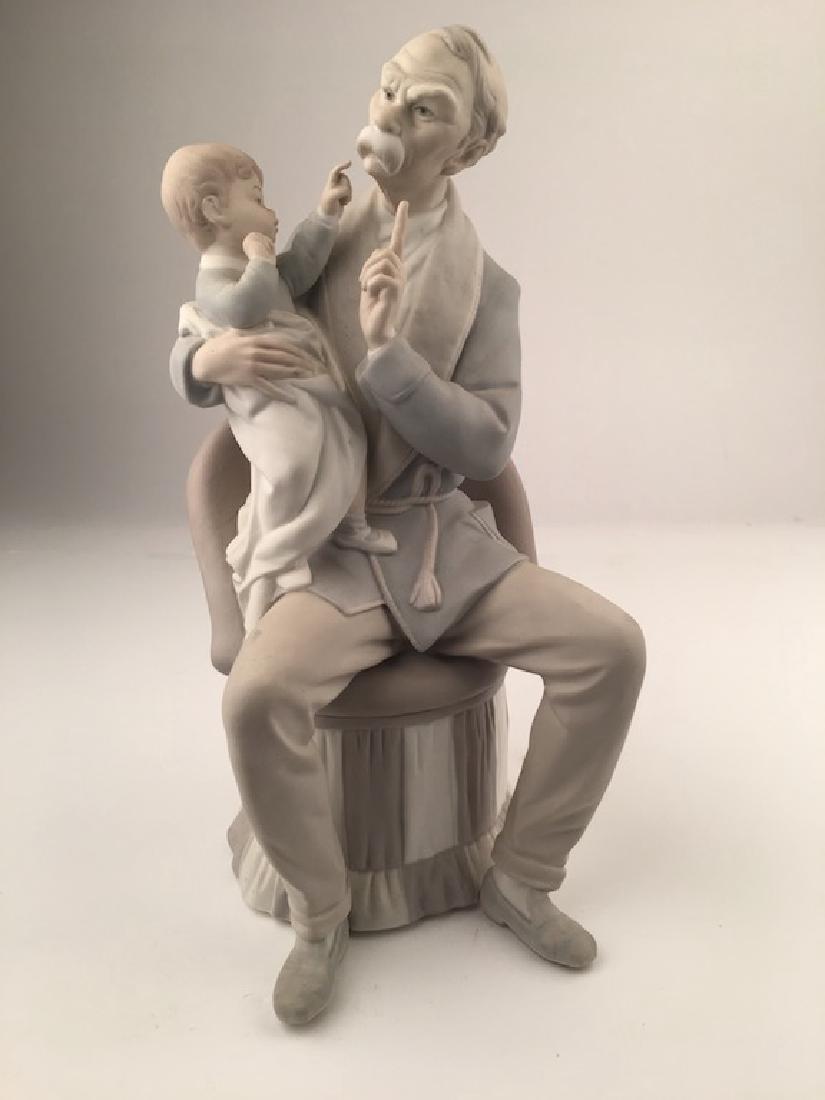 Vintage Lladro Porcelain Figurine Of A Man With A Child