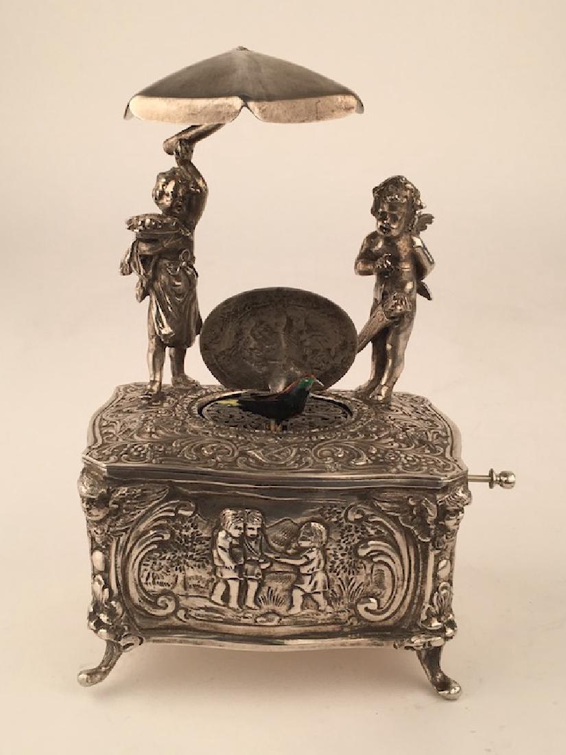 925 Silver bird box automaton. When the slide bar is