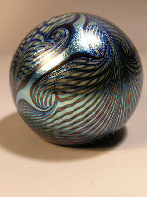 512: CORREIA IRIDESCENT GLASS PAPERWEIGHT.