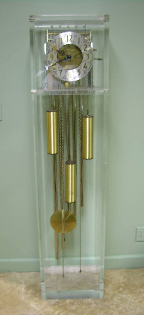 269: LUCITE GRANDFATHER CLOCK.