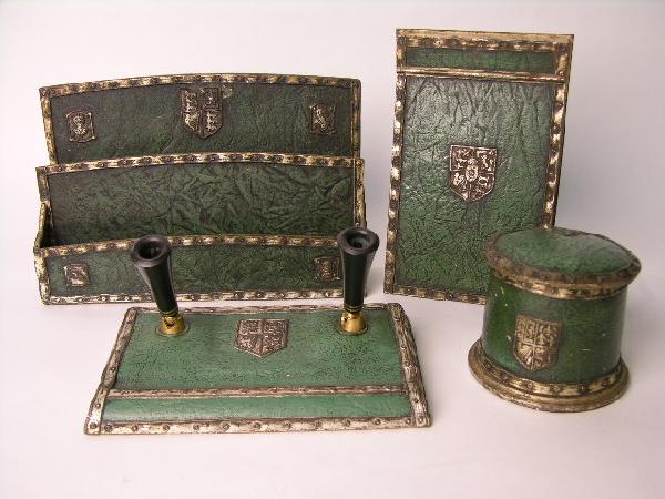 Tiffany Studios "heraldic" Desk Pieces.