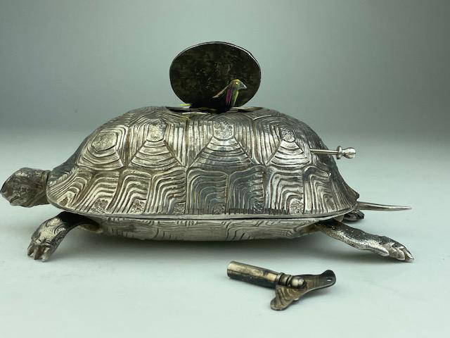 Mechanical singing bird box automaton in the form of a (#0015) on Jan ...