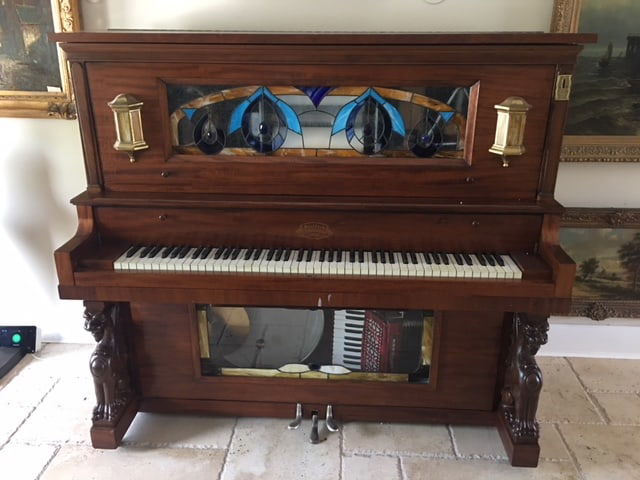 Stafford Nickelodeon Company .25 Cent Coin Operated Mahogany Player Piano.