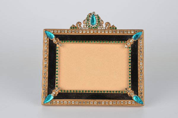 Jewel Photo Frame With A Top Finial. To Hold A 4 Inche