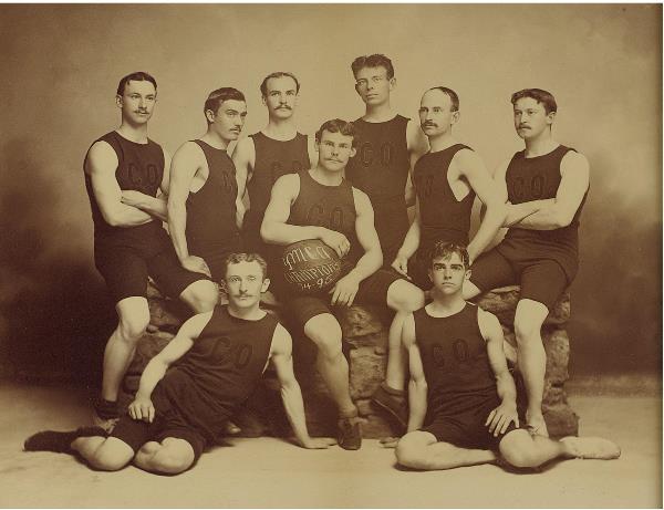 112: 1895 Original Oversized Basketball Team Cabinet Ph