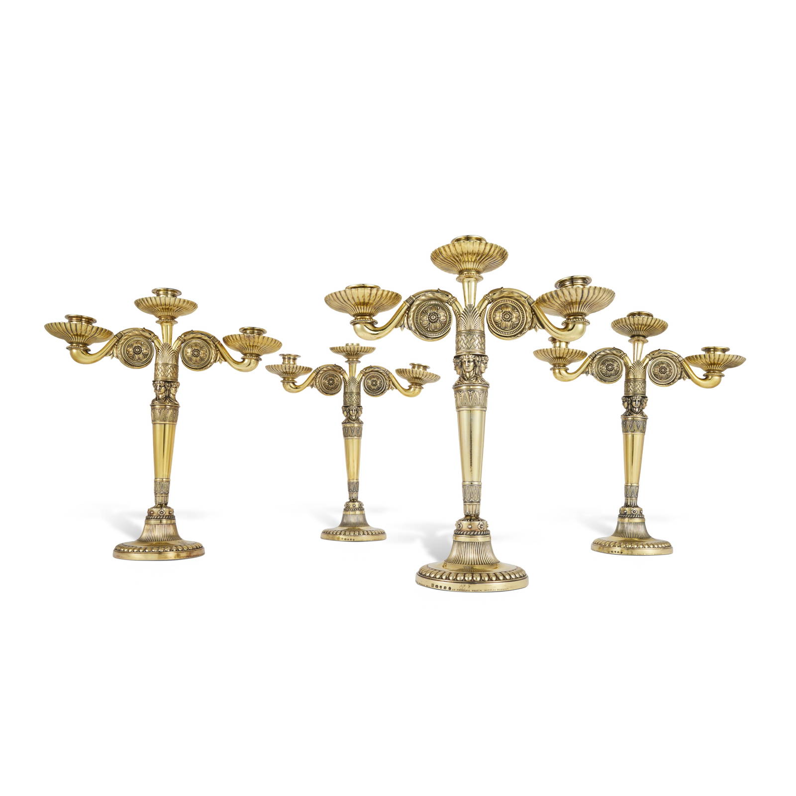 A Set Of Four George Iii Ambassadorial Silver-gilt Three-light ...