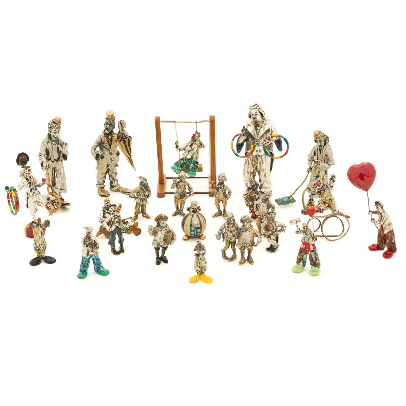 A Large Group Of Italian Silver Clowns, Some Marked For Pietro Sorini ...