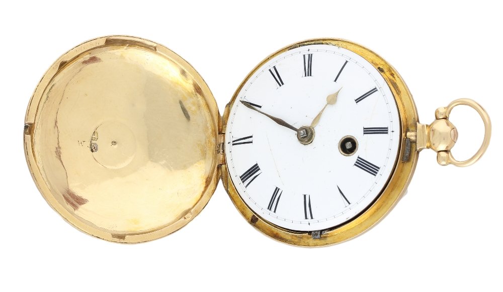 A Gentlemen's 18k Solid Gold Fusee Verge Full Hunter