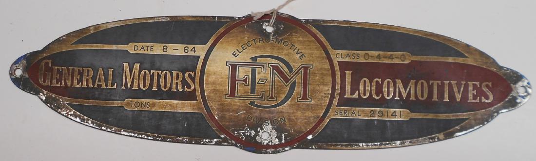 EMD Builder's Plate Rdg GP-35 #29141 - Apr 20, 2019 | Brookline Auction ...