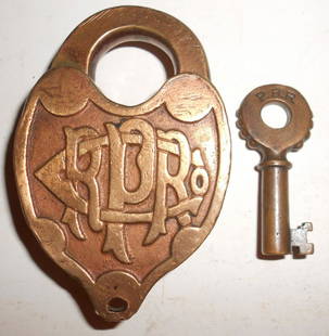 Tennessee Central Ry Fancy Cast Back Brass Lock With "tenn" Key