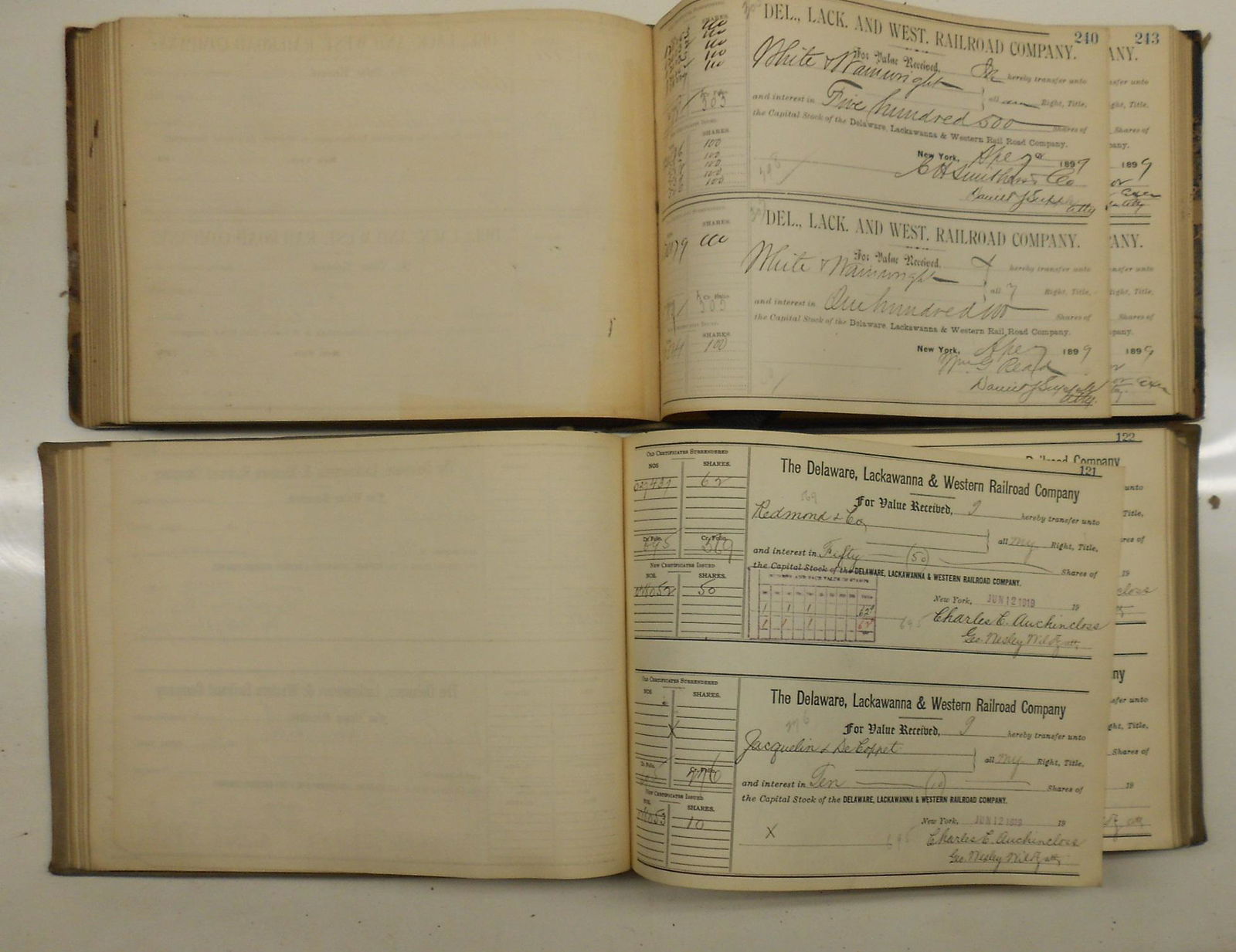 2 DL&W Stock Transfer Books - Hundreds of Receipts (#0660) on Apr 23 ...