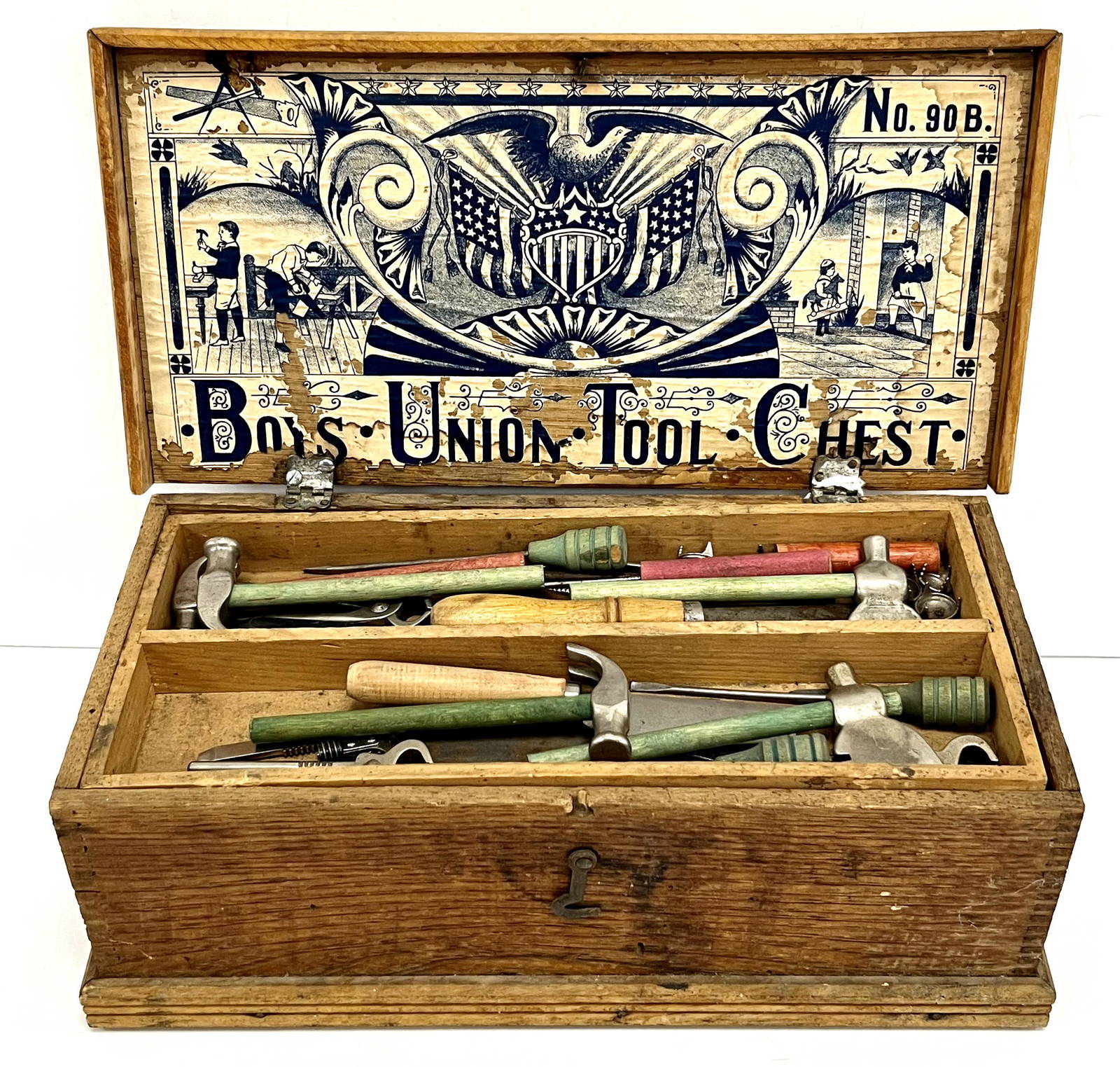 Boys Union Tool Chest No. 90 B With Contents 14"x7"x5.25" Auction