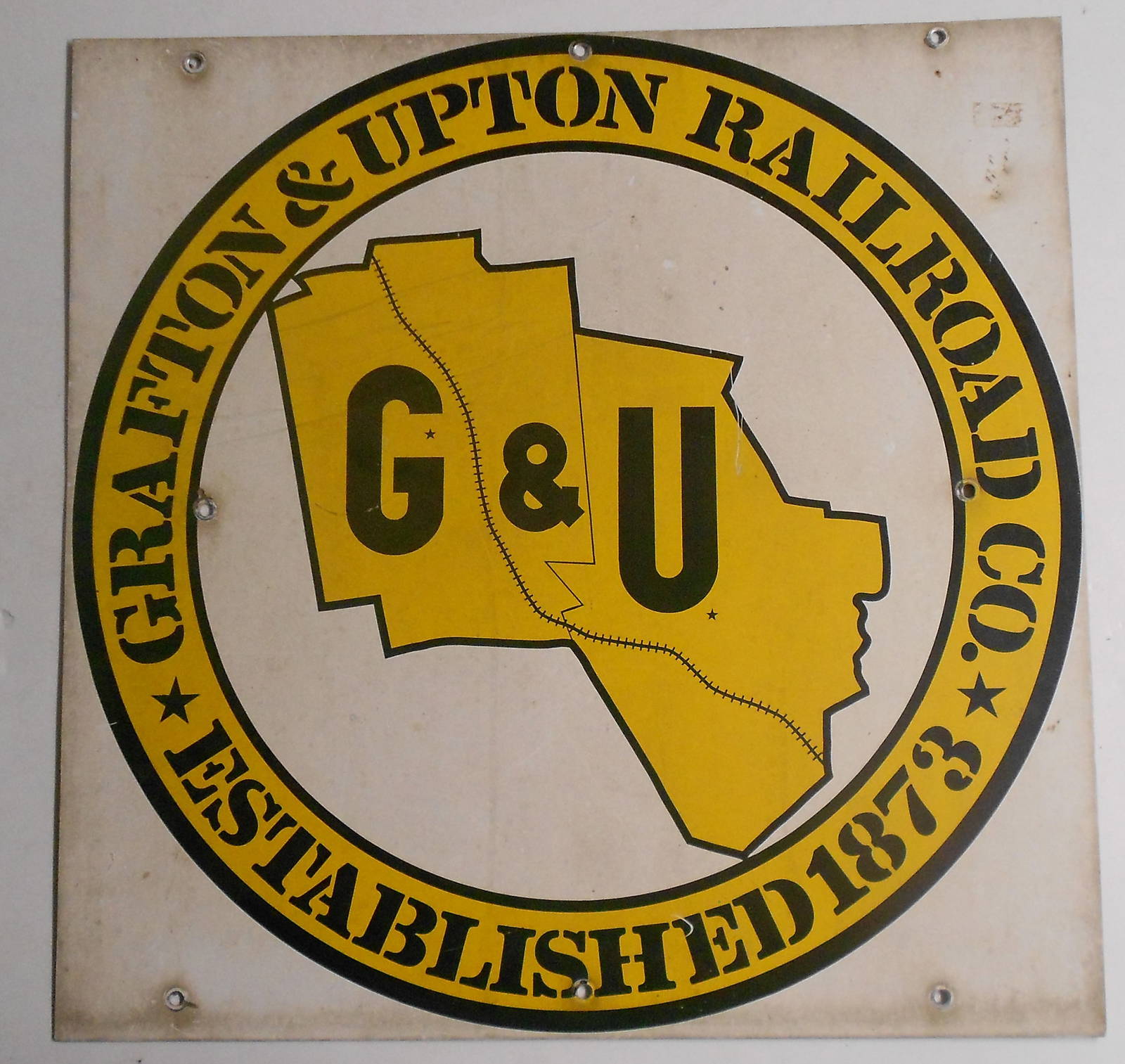 Grafton & Upton Railroad - Steel Sign - 2 Town Logo Auction