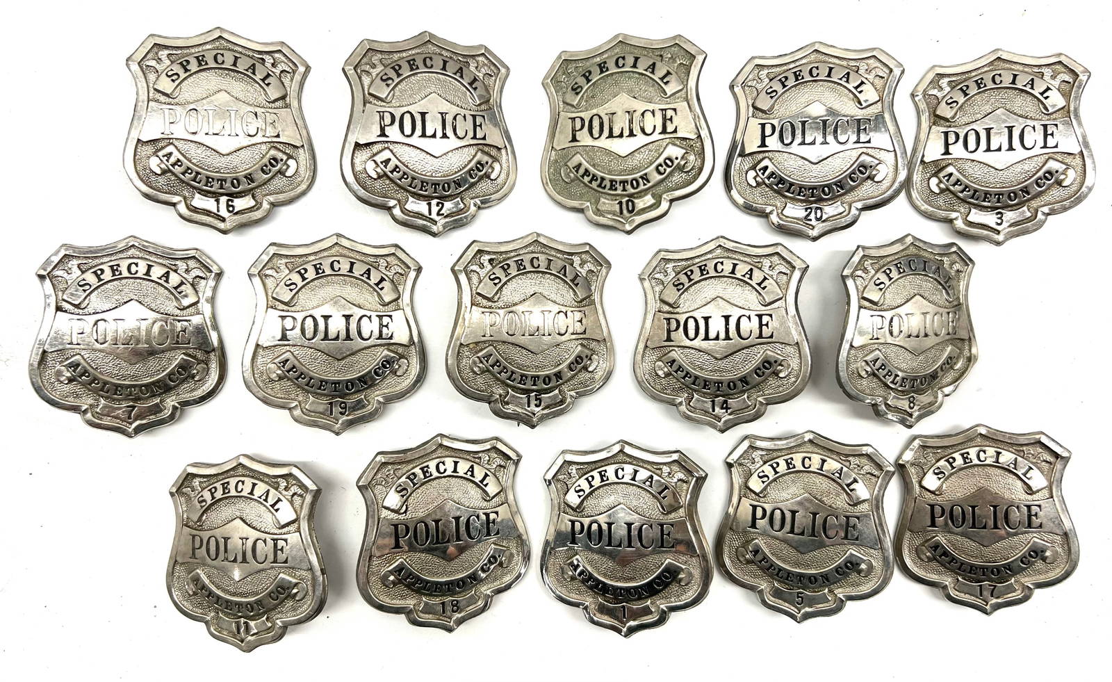 15 Appleton Co Special Police Badges Auction