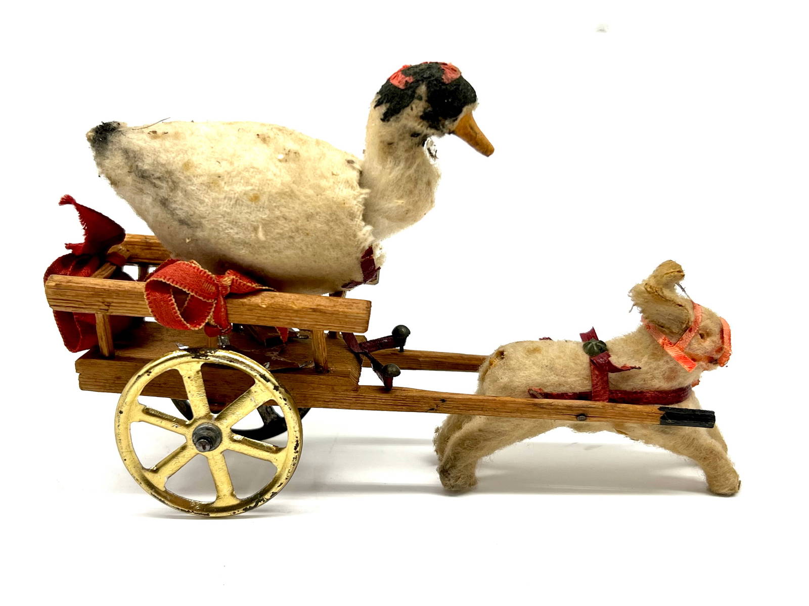 Bunny Rabbit Pulling Goose Antique Toy Auction