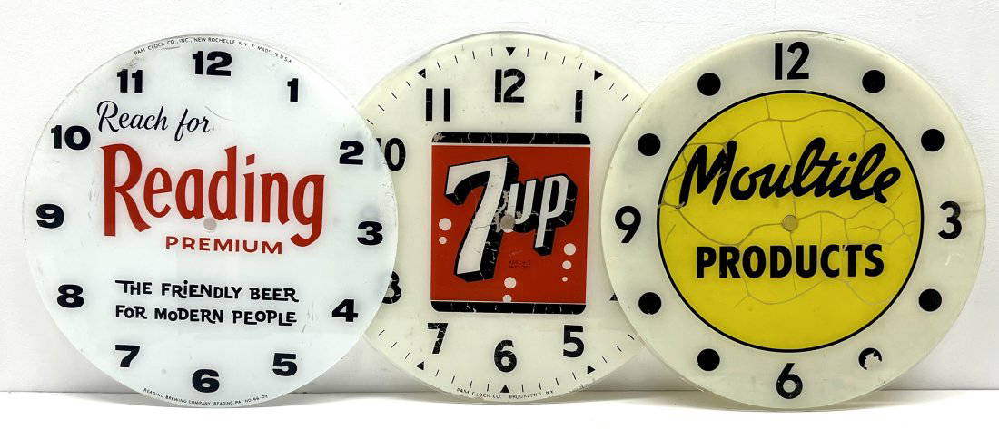 Pam Clock Co. Advertising Glass Clock Dials