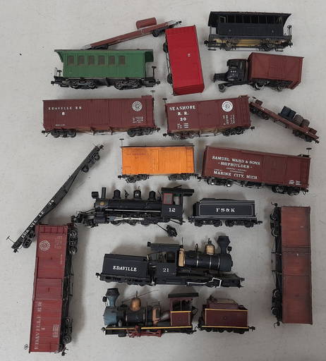 On2 Kitbashed Locomotives (1 Brass) + 14 Cars