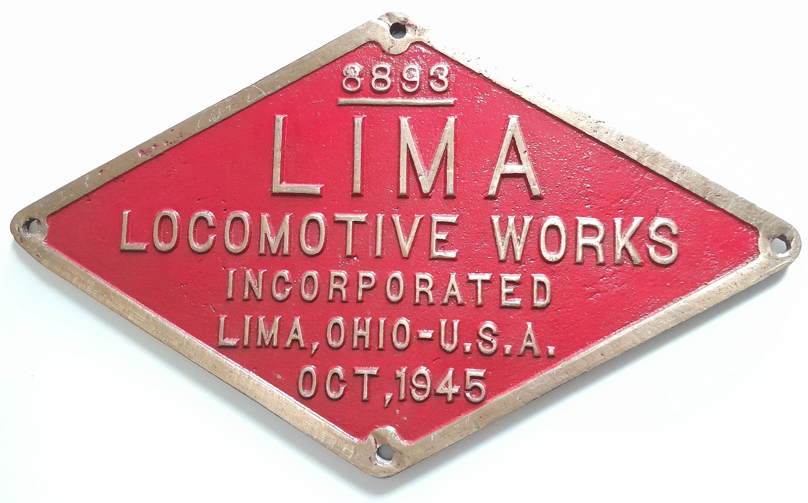 Lima 2-8-2 Steam Locomotive Builder's Plate Sncf Auction