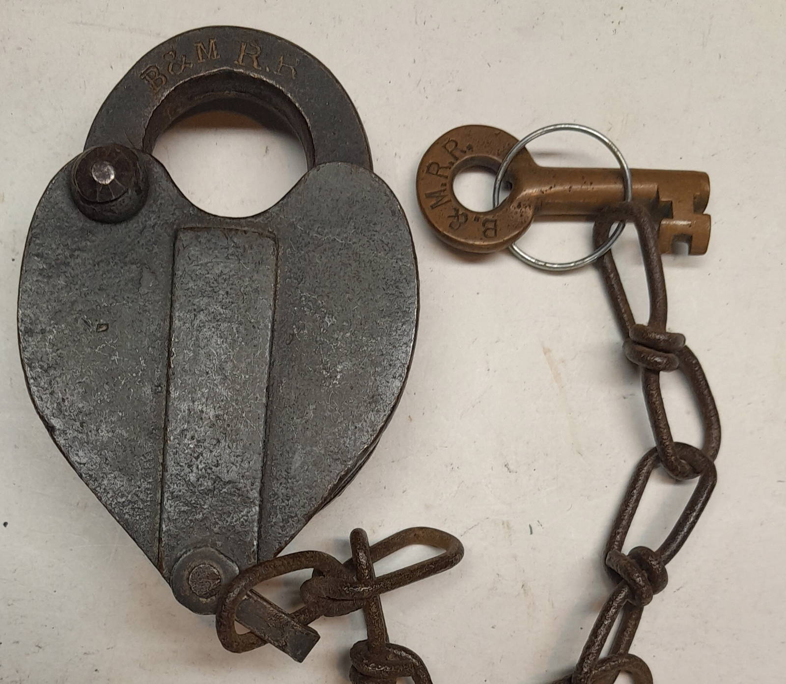 Boston & Maine Railroad Lock & Key Both Sherburne Auction