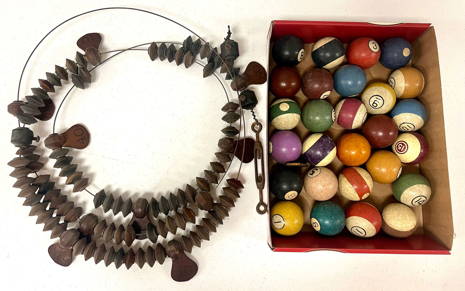 Vintage Billiards Balls And Score Keeper Auction