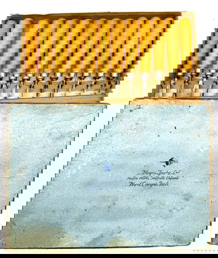 12 Henry Taylor Carving Chisels In Their Original Box