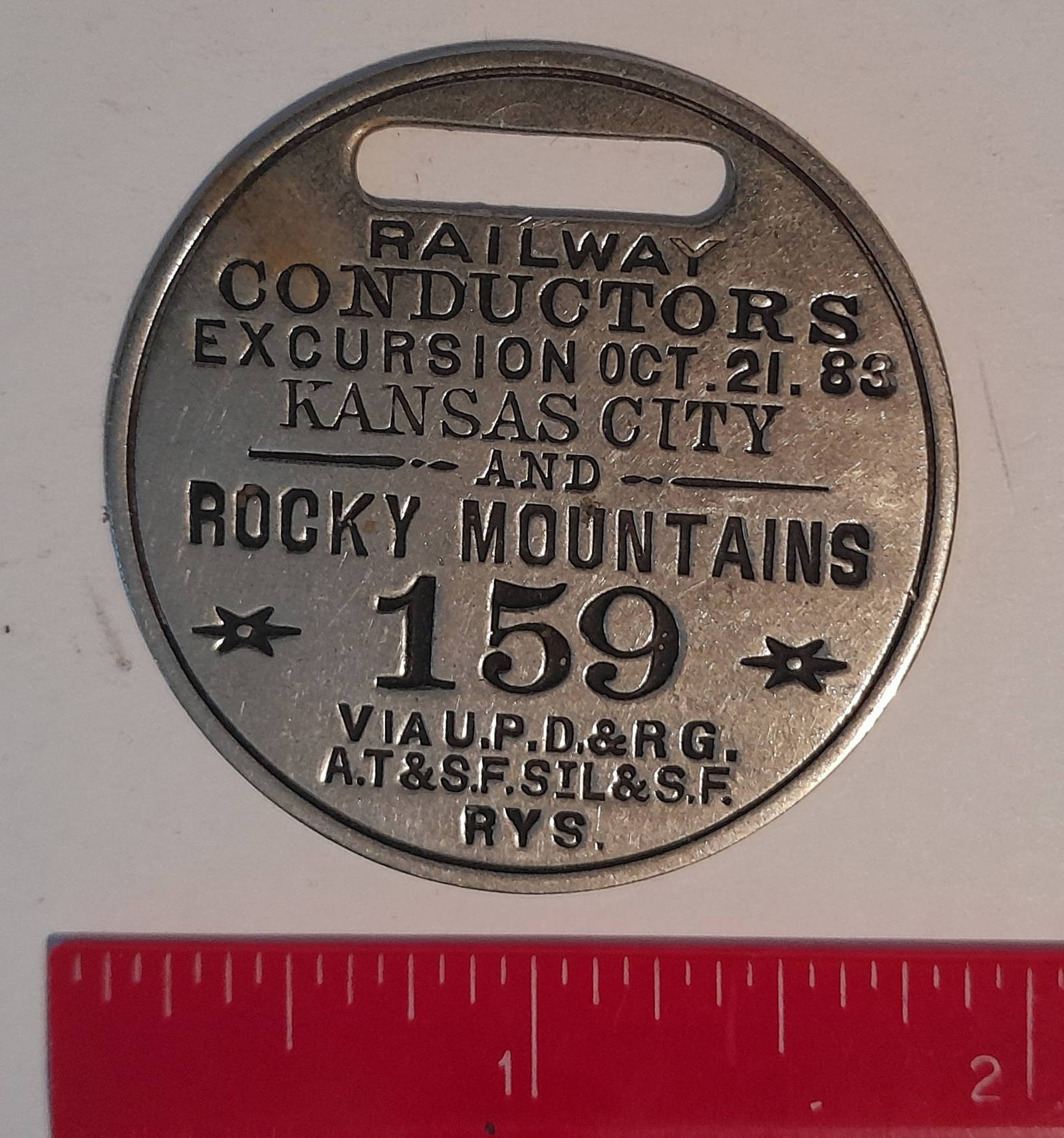 Railway Conductor's Excursion Advertising Baggage Tag Auction