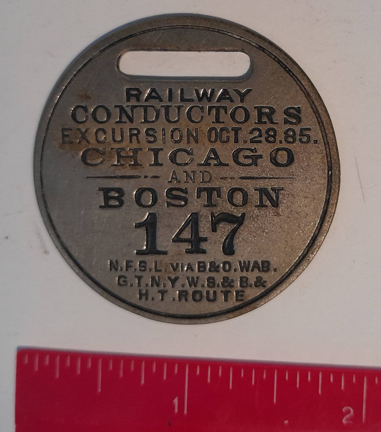 Railway Conductor's Excursion Advertising Baggage Tag Auction
