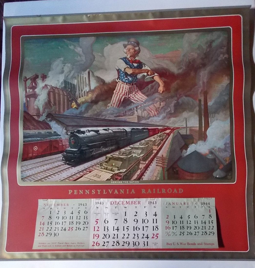 Pennsylvania Railroad Calendar 1943 Wwii